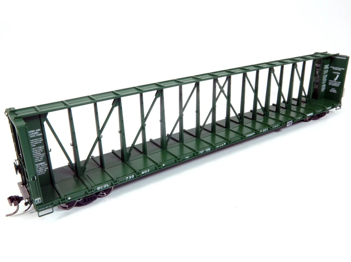 Rapido HO Scale ~ New ~ 73' Centerbeam Lumber Flat Car ~ BC Rail ...