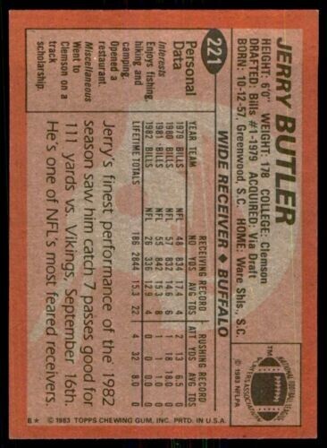 1983 TOPPS/ JERRY BUTLER BUFFALO BILLS #221 | eBay