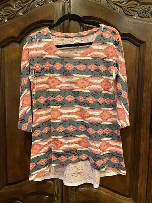 Before Again Top Womens Large Orange Pink Waffle Knit Thermal | eBay