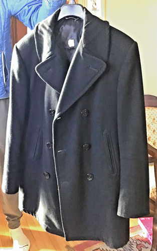 VTG vintage mens genuine Navy issue Pea Coat Peacoat Large Long | eBay