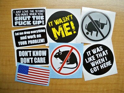 8-pack Funny Hard Hat Stickers Decals I it Wasn't Me No Rats Not the ...