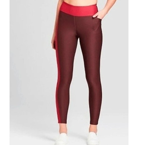 Joy Lab Performance Burgundy Red Color Block Leggings NWT Womens Size ...