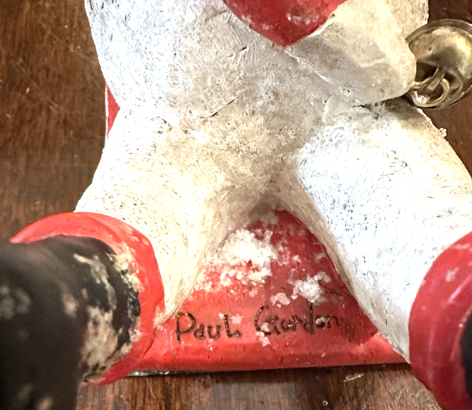 Paul Gordon Snowman on Sled Primitive Folk Art Figurine Sculpture 10" X ...