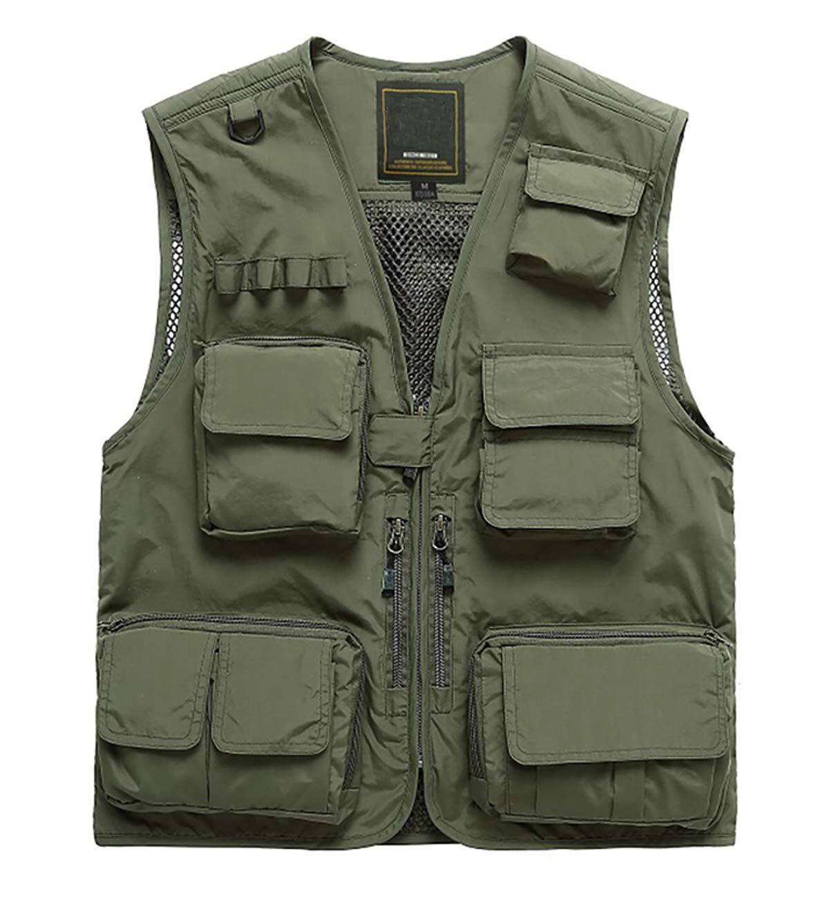 Mens Outdoor Fishing Traveling Quick Drying Vest 15 Pockets Cargo Work ...
