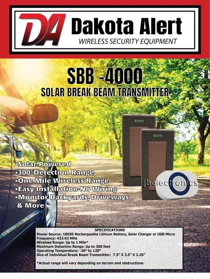 DAKOTA ALERT SBA-4K PLUS-WIRELESS RECEIVER + 4 SETS SOLAR WIRELESS ...