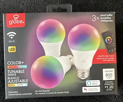 Globe Smart Bulbs Color Changing RGB Tunable 3-Pack - READ DESCRIPTION ...