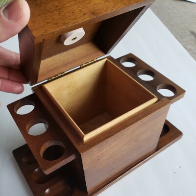 Vintage Walnut 6 pipe stand Mid Century pipe Stand Decatur Industries ...