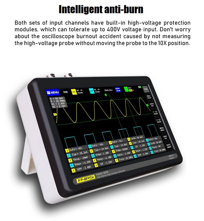 FNIRSI 1013D Plus 7" Touch Digital Tablet Oscilloscope 2CH 100MHz ...