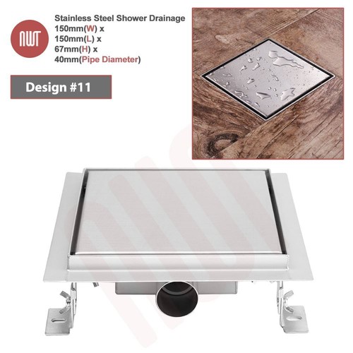 150mm Square Shower Drain Stainless Steel Wetroom Channel Gully (Design ...