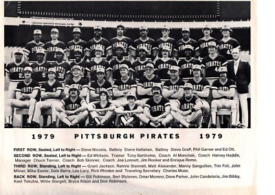 ORIGINAL VINTAGE 1979 PITTSBURGH PIRATES 8.5x11 TEAM PHOTO PARKER ...