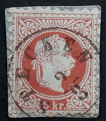 c. 1880 Austria-Hungary 5Kr brownish red Franz Josef stamp cancelled ...