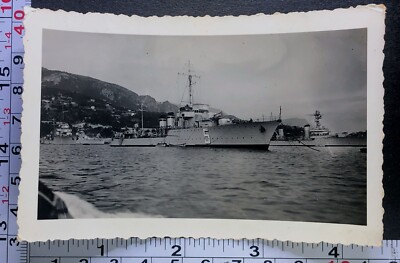 1937 France French Destroyer Ship Villa Franche Military BW Photo ...