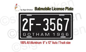 Batman, 1966 Batmobile / BATMAN -ALL ALUMINUM Prop License Plate 2F ...