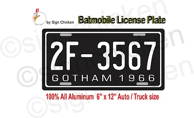 Batman, 1966 Batmobile / BATMAN -ALL ALUMINUM Prop License Plate 2F ...