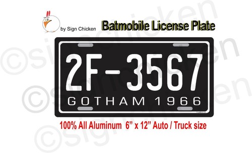 Batman, 1966 Batmobile / BATMAN -ALL ALUMINUM Prop License Plate 2F ...
