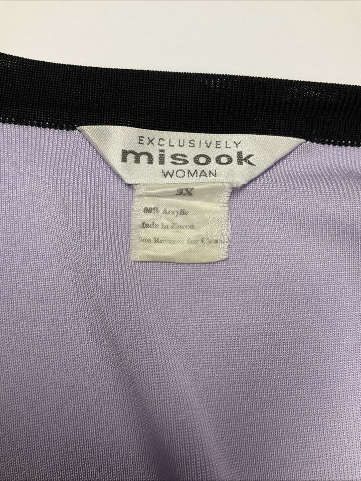 Exclusively Misook 3X Purple Black Cardigan Open Front 3/4 Sleeve ...