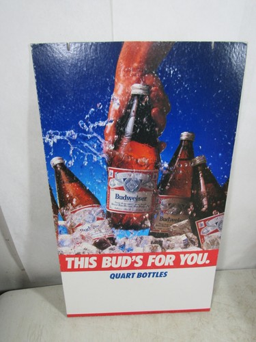 Vintage 1985 Budweiser Beer Cardboard Standee Advertising Sign Quart ...
