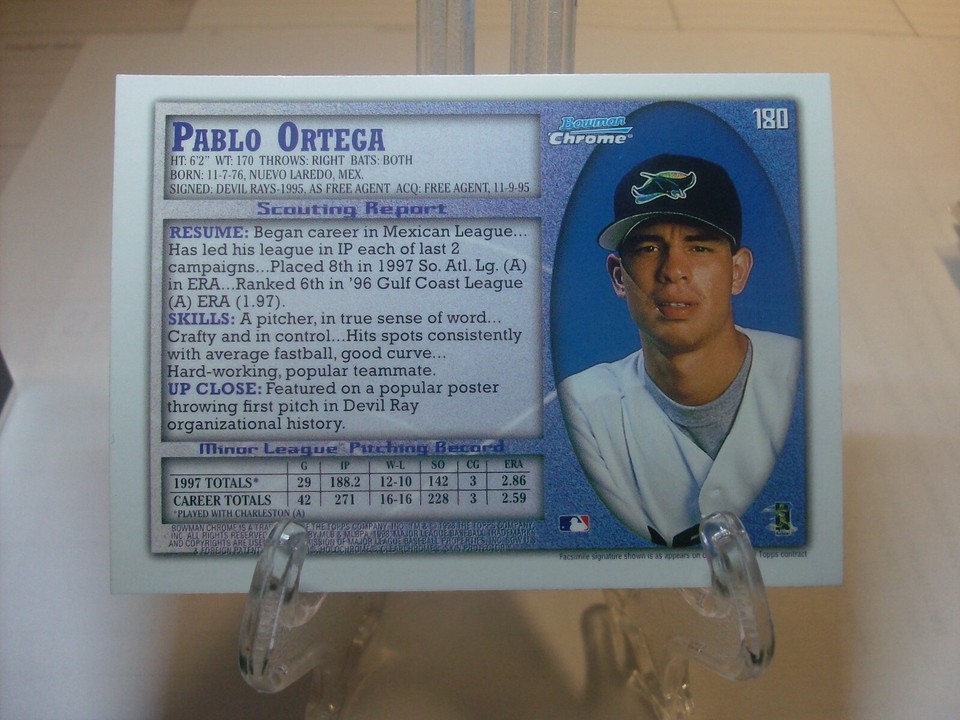 1998 Bowman Chrome #180 - Pablo Ortega - Tampa Bay Devil Rays 98-285 | eBay