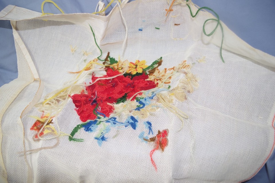 Vintage Large Needlepoint Partially Completed Canvas Poppies(?) Floral ...