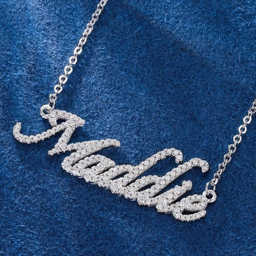 CUSTOM MOISSANITE CURSIVE Maddie NAME HIP HOP FULLY ICED OUT 925 SILVER ...