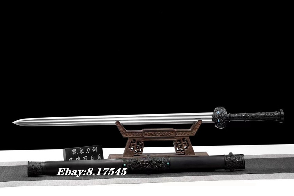 Metal Handle Black Battle Jian 1095Carbon Steel Han Tang Saber Chinese ...