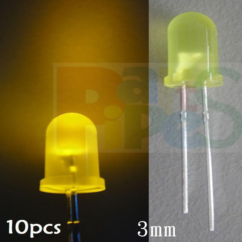 10pcs 3mm Diffused YELLOW Flash Blink 3V-12V Flashing Signaling Pilot ...