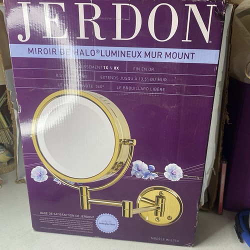 Jerdon HL75G 8.5” Lighted Wall Mount Makeup Mirror,Nickel Brand New And ...