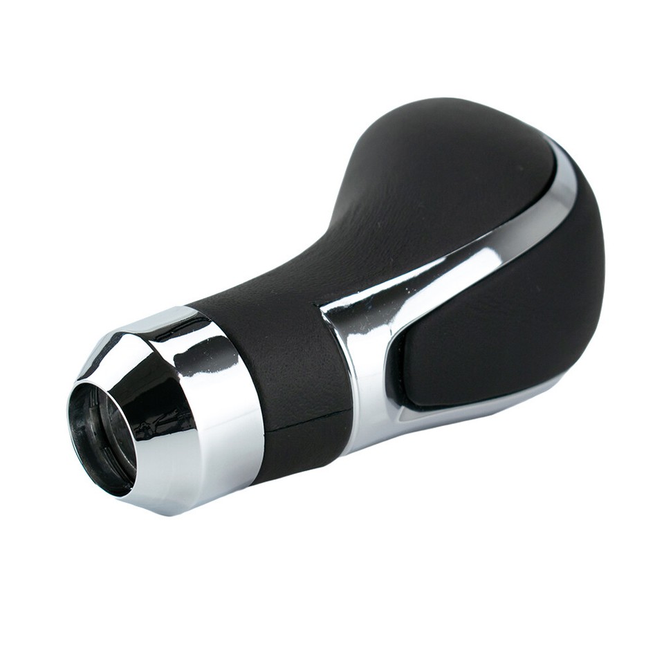 Universal Car Leather Gear Shift Knob Auto Gear Stick Shifter Chrome ...