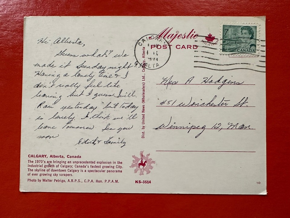 Vintage Early 1970s Postcard~ HUSKY/CALGARY TOWER & DOWNTOWN ~ALBERTA ...