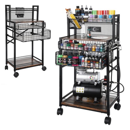 OPHIR 5 Tiers Art Cart, Metal Airbrush Paint Storage Cart w/ 2 Air ...