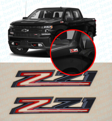 2pcs Black Red 2019-2023 Chevy Silverado Z71 Emblem Fender Badge Letter ...