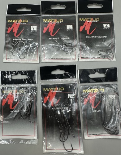6 Packages ~ Matzuo Salmon Steelhead & XX Long Offset Fishing Hooks New ...