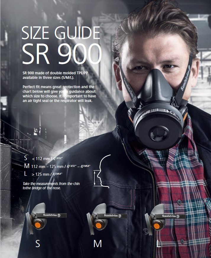 Sundstrom SR900 Basic Half Face Spray Respirator Mask Kit - Size Medium ...