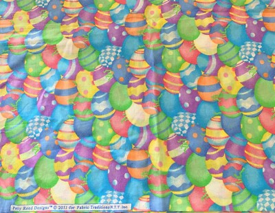 1 Yard+ Patty Reed Designs 2011 EASTER EGG SPARKLE Print FABRIC Glitter ...