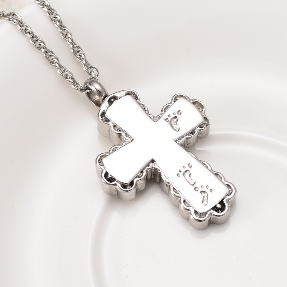Cremation Cross Necklace for Ashes Stainless Steel Cross Urn Pendant ...