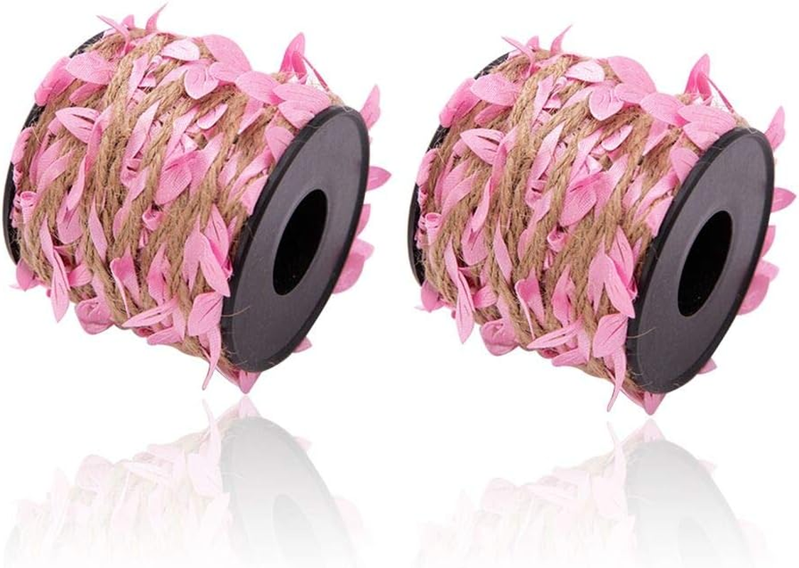 Burlap Leaf Ribbon 2 Rolls 66 Feet 5Mm Jute Burlap Twine Vine with ...