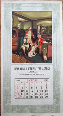 San Francisco, CA 1916 Advertising Calendar/13x25 Poster: Insurance ...
