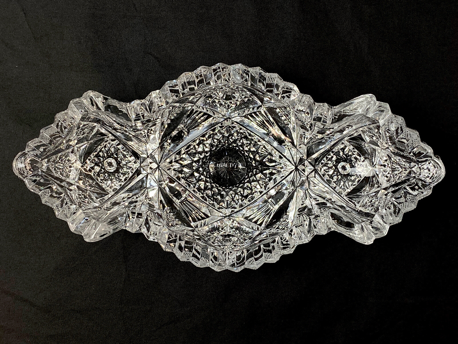 2 Imperial Crystal Glass NUCUT Oblong Sawtooth Quality Pressed Candy ...