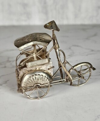 Vintage Chinese Export Silver Tone Rickshaw Bicycle Unmarked | eBay