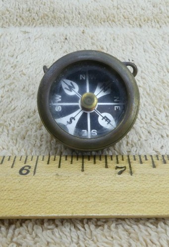 VTG Marbles Lapel Pin On Compass Gladstone Brass w/ Black Face Hiking ...