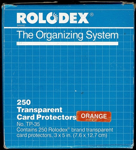 Rolodex 3x5 transparent card protectors Orange box of 250 | eBay