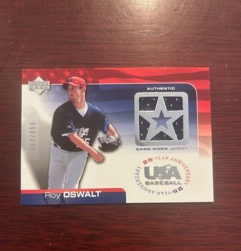 2004 UD Team USA Baseball ROY OSWALT Certified Game Used Jersey Card | eBay