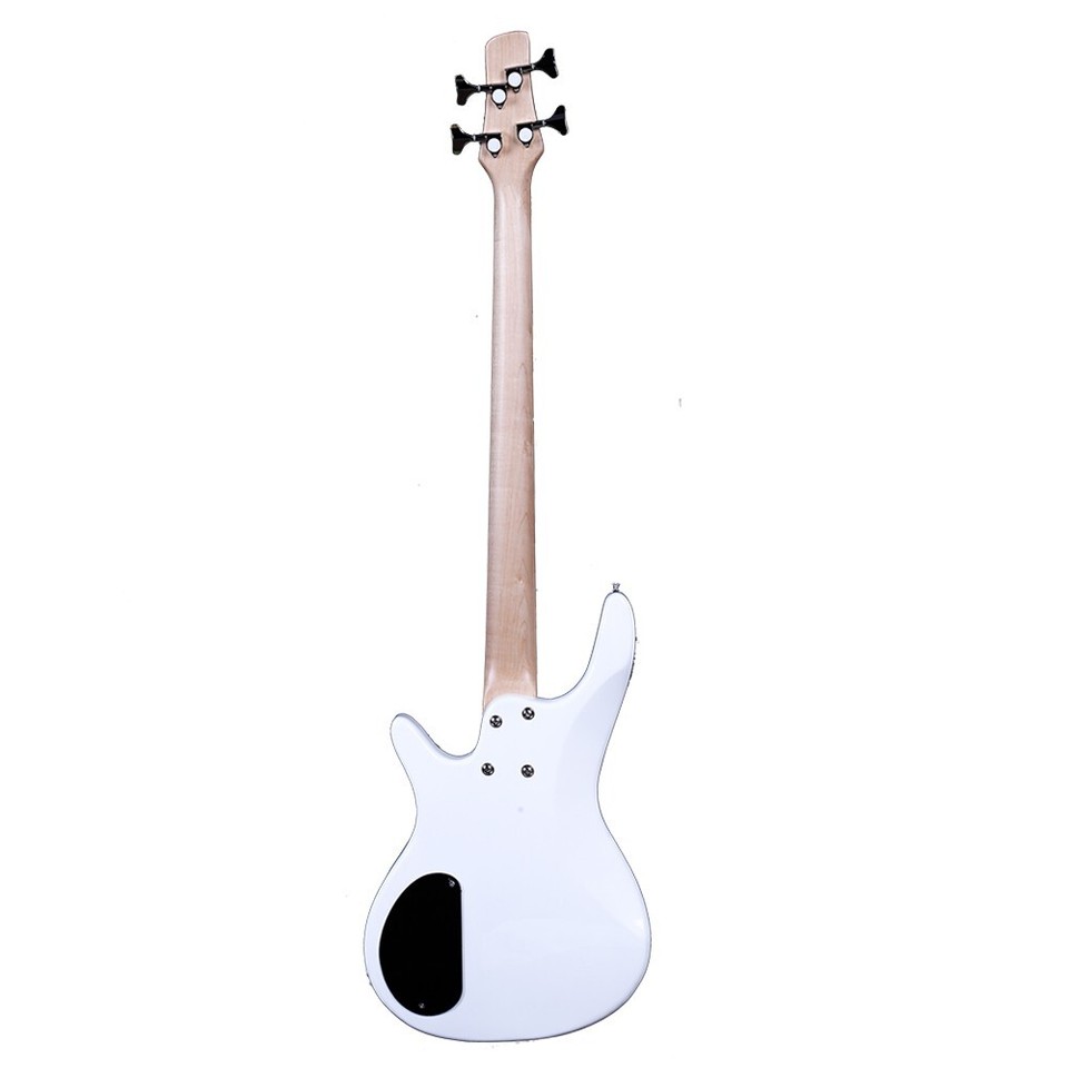 White 4-String Electric Bass Guitar, Full-Size, 24-Fret Bass with S-S ...