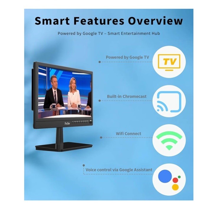 14 inch Small Smart TV Built-in APP, HD Flat Screen Compact Smart ...
