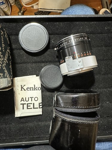 Vtg Kenko Fish-Eye 180° Lens & Kenko Teleplus 3x Leather Case, lens ...