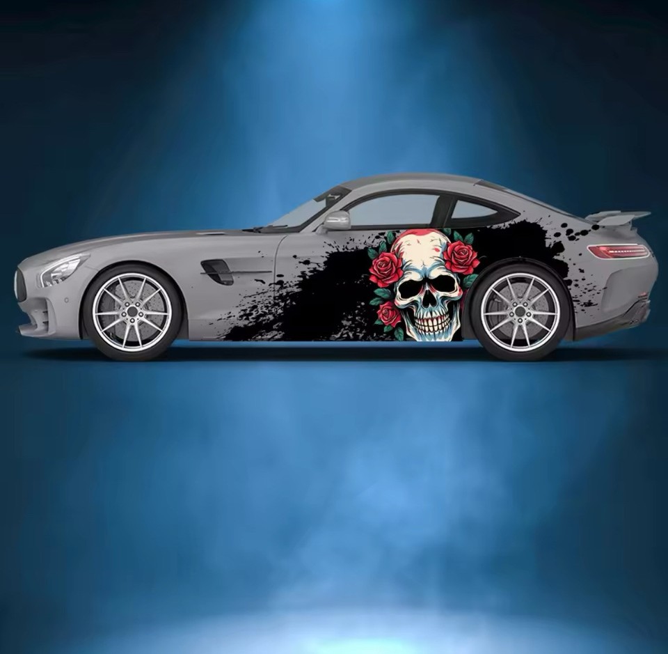 Skull ink tire prints Car Side Sticker Vinyl ; Tough Decals For Guys ...
