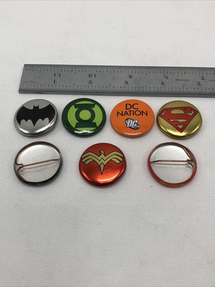 Comic Con DC Pinback Pins Buttons Superman Batman Wonder Woman Flash ...