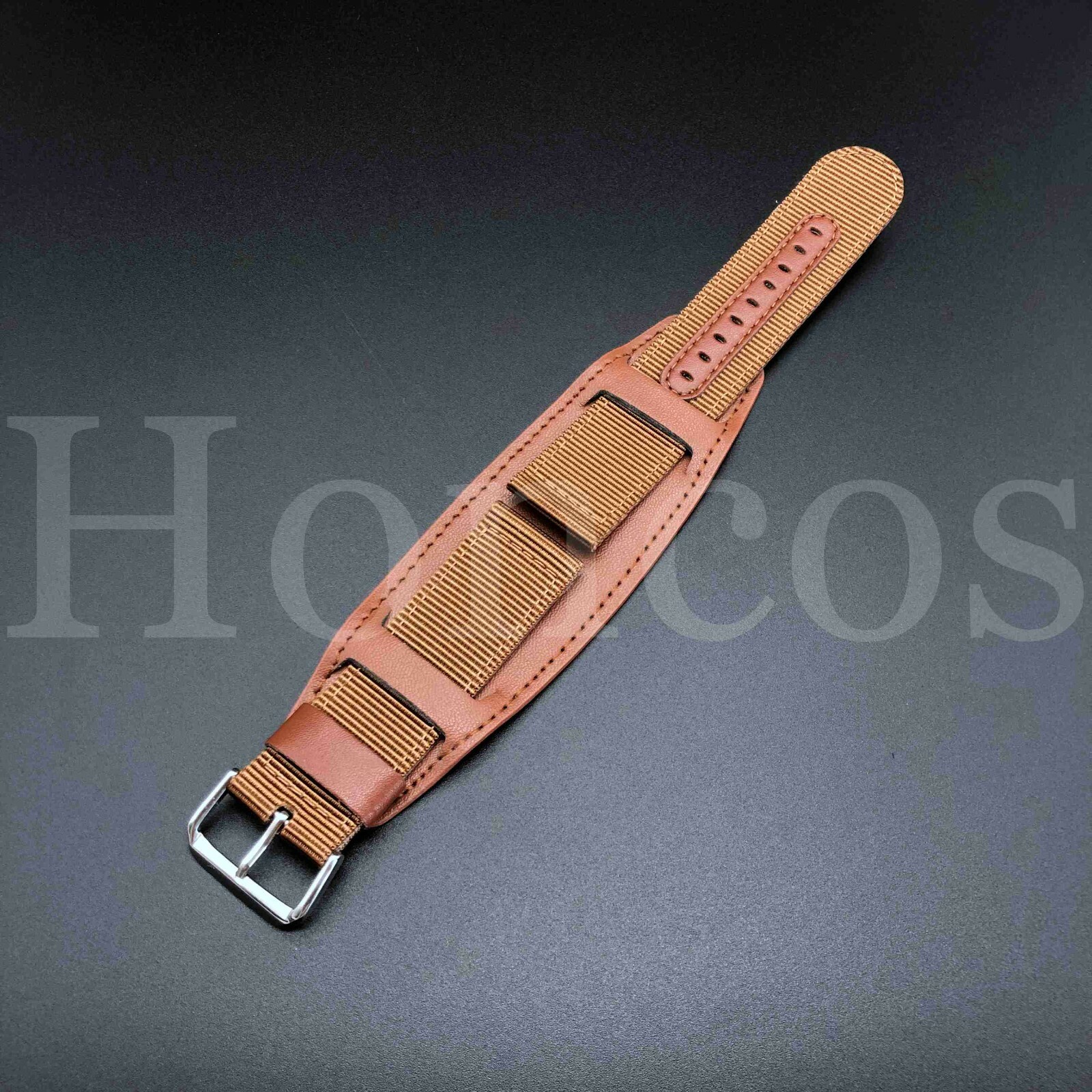18-24MM Canvas Military Leather Watch Band Strap Pilot Bund Nylon Fits ...