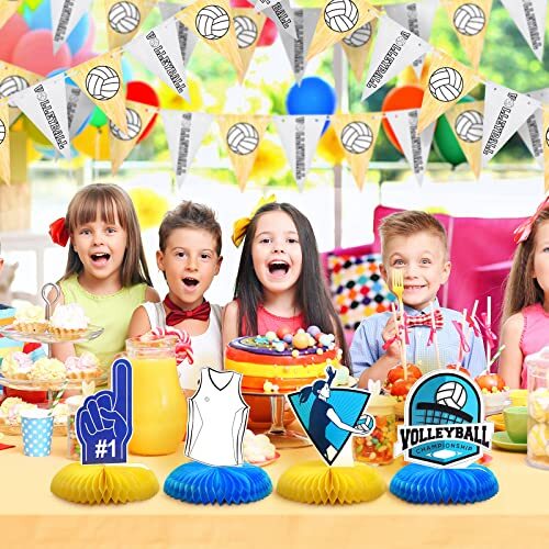12 Pieces Volleyball Party Decorations Volleyball Honeycomb ...