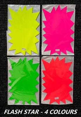 Flash Star Neon Card Fluorescent Cards Dayglo Sheets Pack Price Display ...
